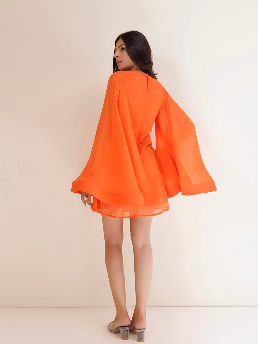 Flame Orange Organza Dress – Ragavi