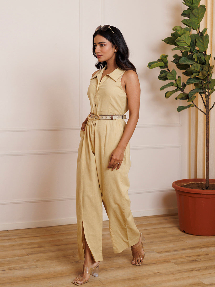 Kermil Beige Linen Jumpsuit – Ragavi