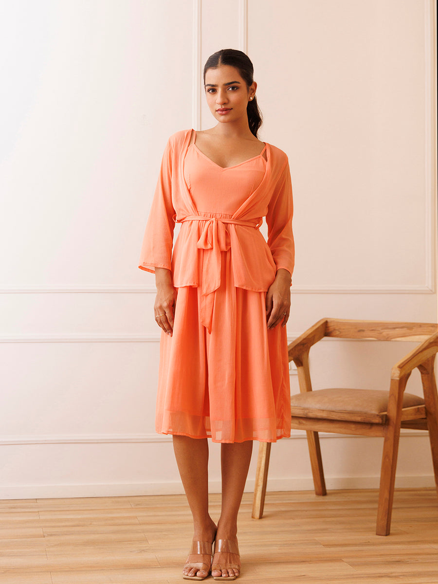 Campanella Peach Chiffon Dress – Ragavi
