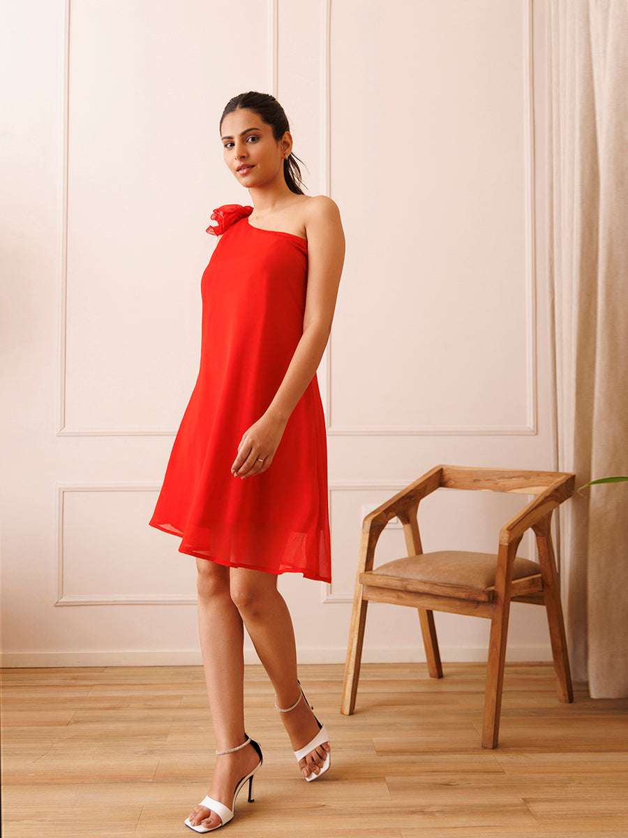 Anthurium Red Chiffon Dress – Ragavi