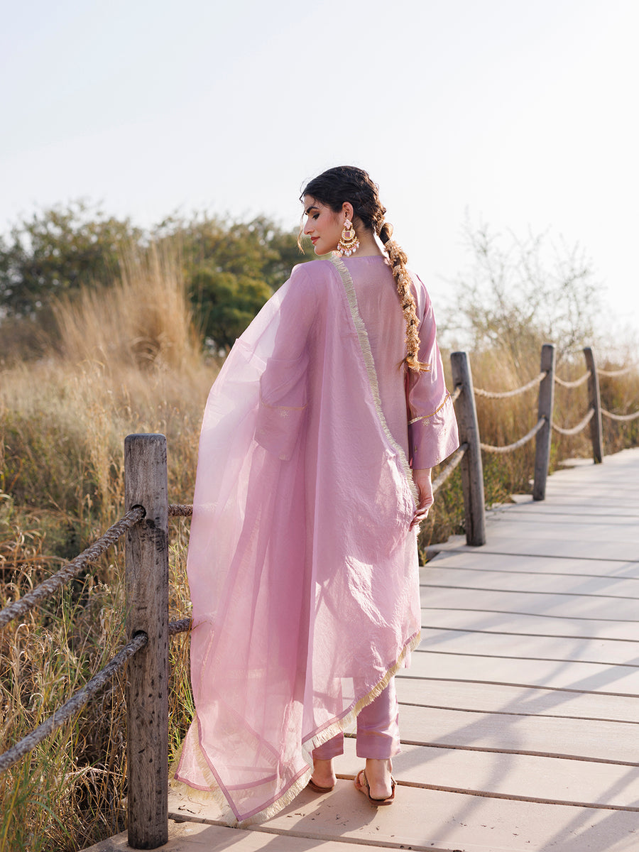 Moonlite Mauve Embroidered Silk Suit Set – Ragavi