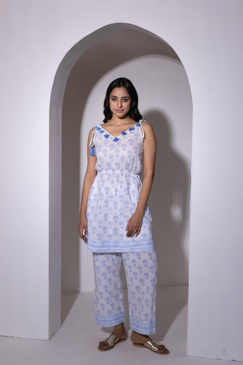 Blue White Kurta Set – Ragavi