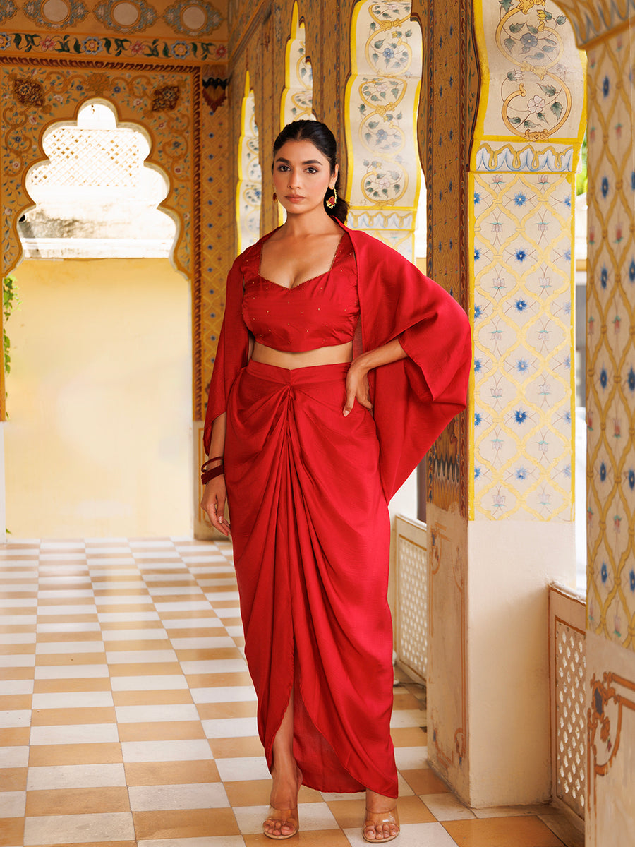 Savy Red Silk Co- Ord Set – Ragavi