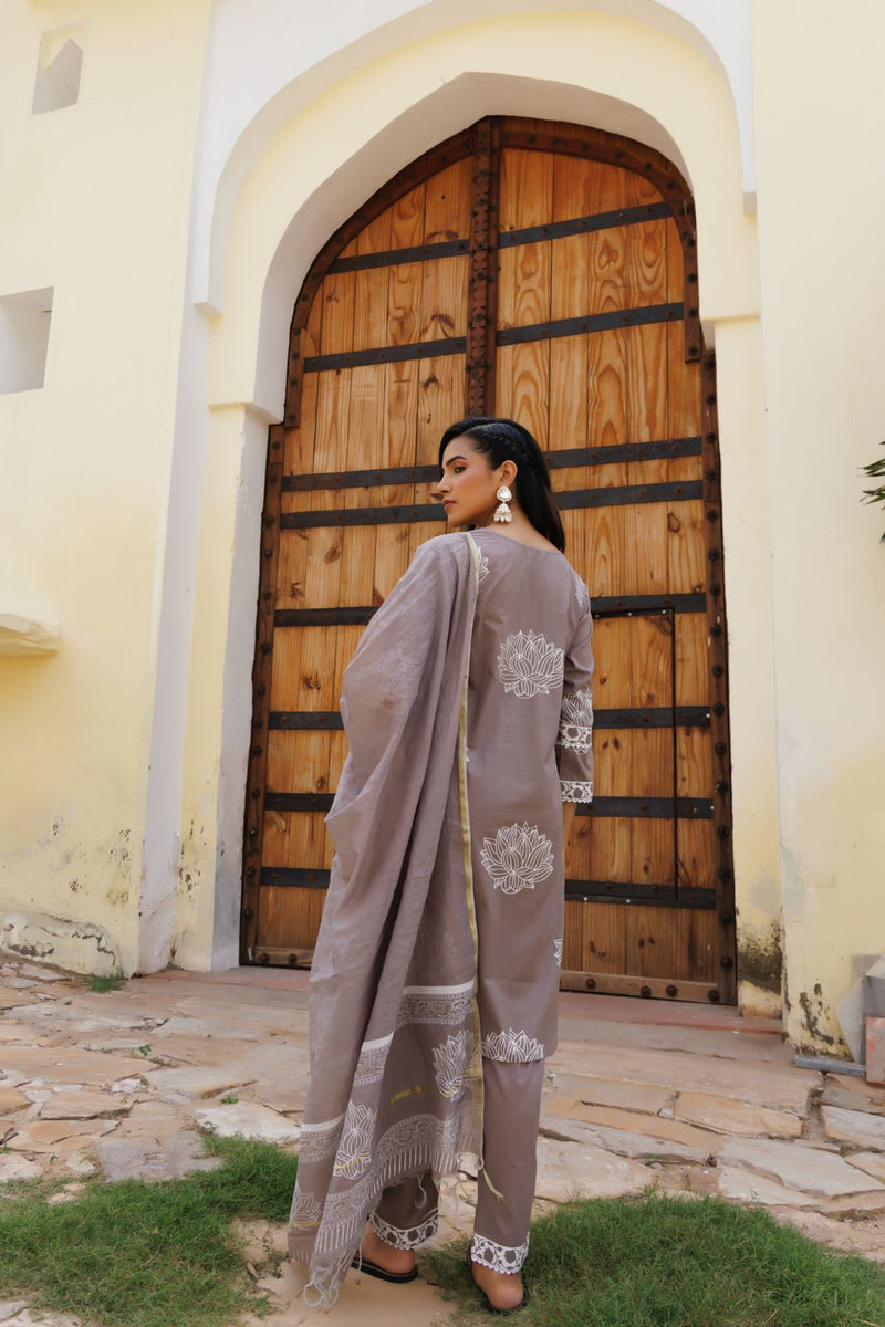 Slate Grey Lotus Suit Set – Ragavi