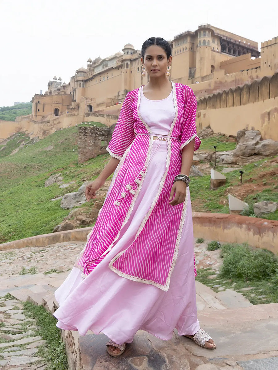 Vera Pink Leheriya Skirt Set – Ragavi