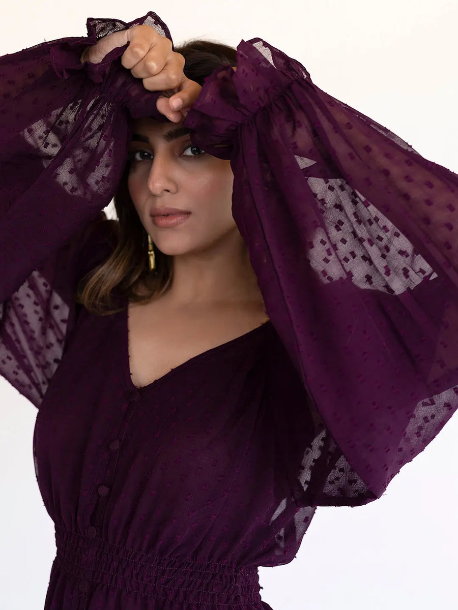 Mauve Wine Midi Dress – Ragavi