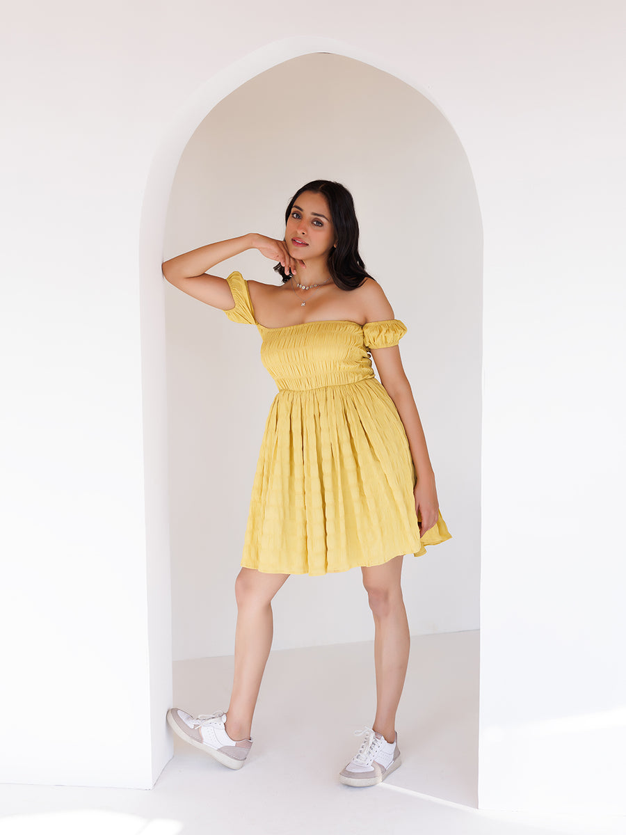 Misted Yellow Mini Dress – Ragavi