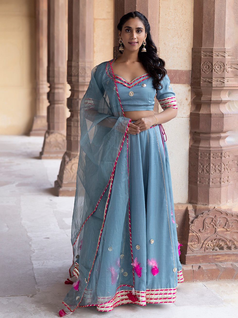Sea Angel Sky-Blue Lehenga Set – Ragavi