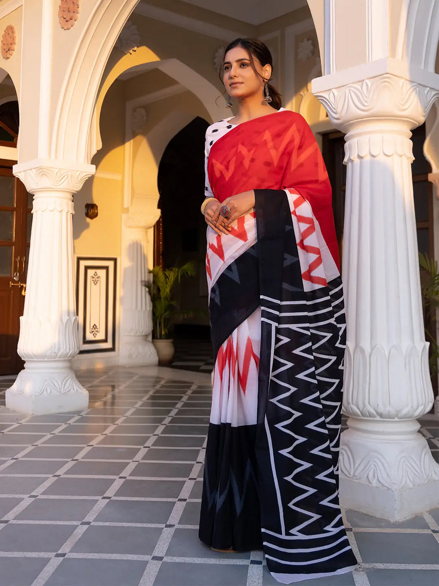 Shadow Currant Cotton Saree – Ragavi