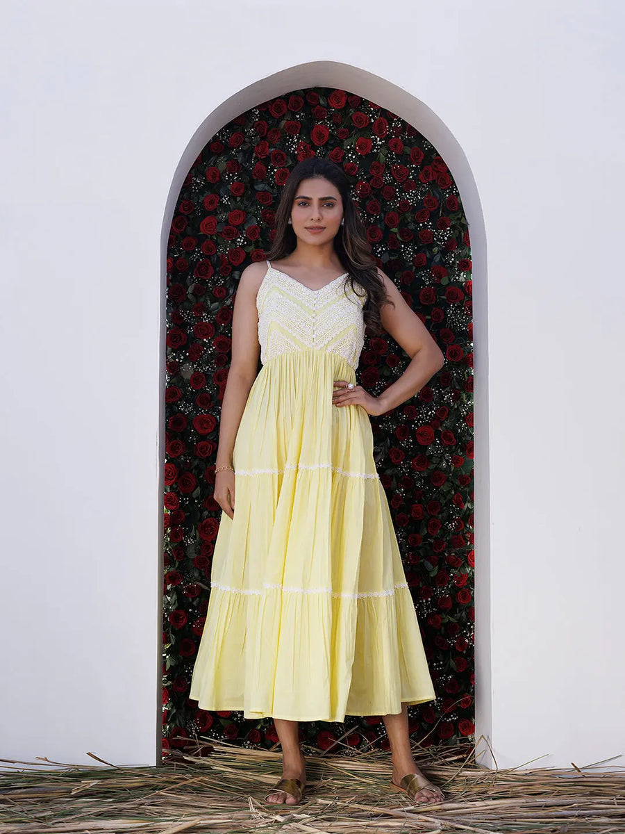 Yellow Pear Maxi Dress – Ragavi
